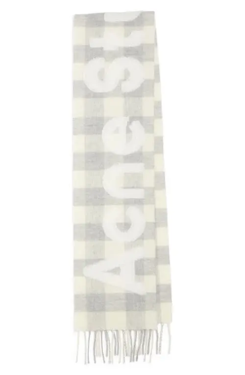 Acne Studios Veda Buffalo Plaid Wool Blend Fringe Scarf - Grey/dark Grey