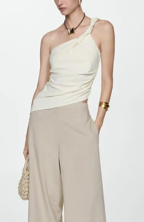 Mango Linen Blend Wide Leg Cropped Pants