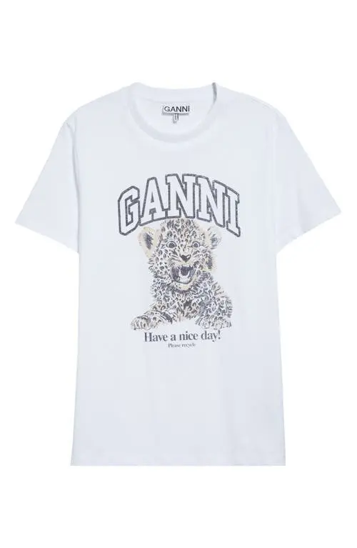 GANNI Leopard Graphic T-shirt - White/leopard