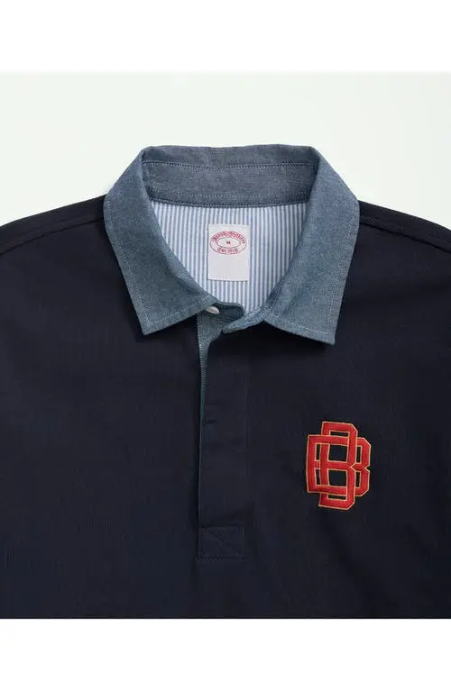 Brooks Brothers Embroidered Monogram Long Sleeve Rugby Shirt