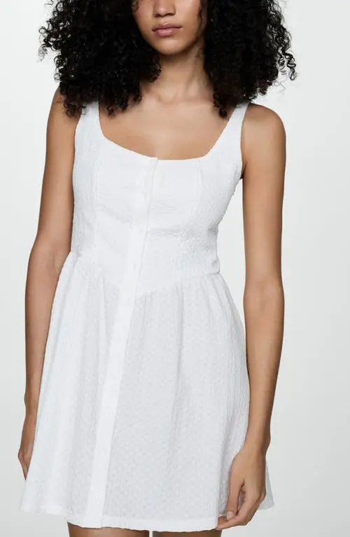 mango white mini dress MANGO starring Hailey Bieber - Short Dress with Side cutouts White