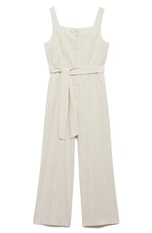 Mango Stripe Tie Belt Jumpsuit