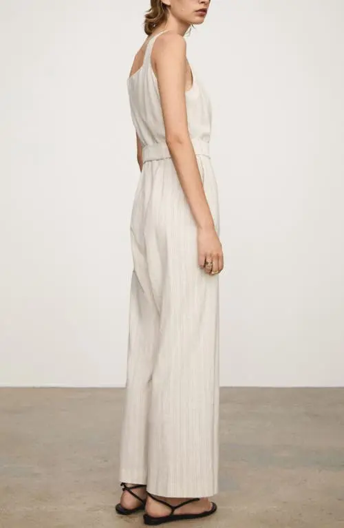 Mango Stripe Tie Belt Jumpsuit