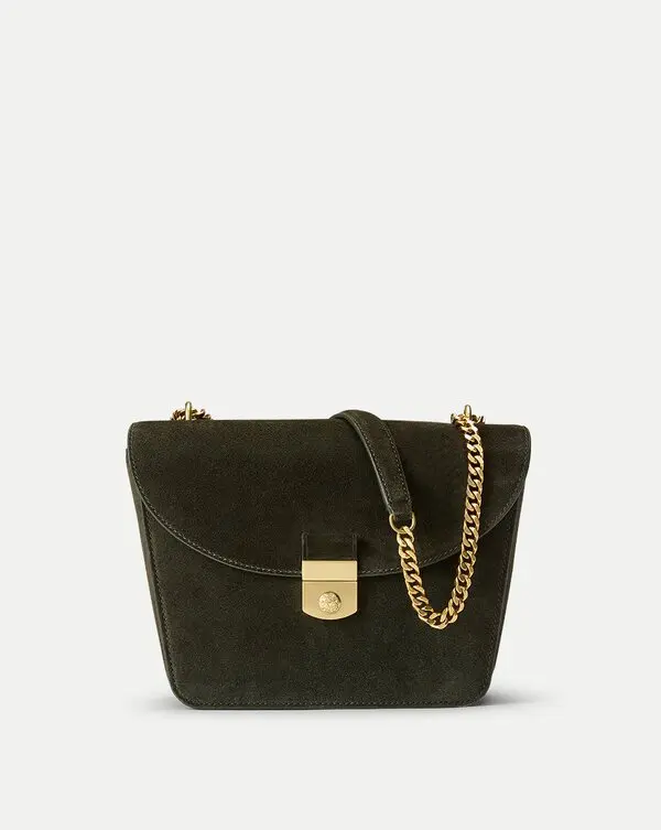 Veronica Beard Double Link Suede Flap Bag