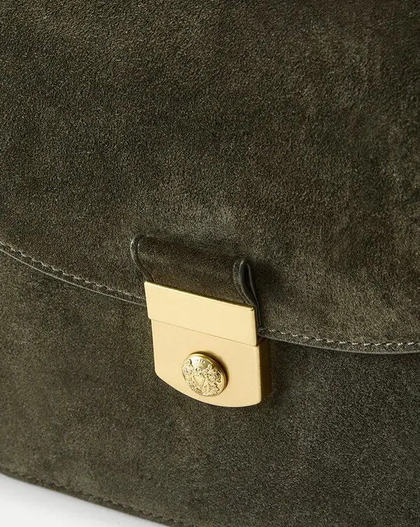 Veronica Beard Double Link Suede Flap Bag