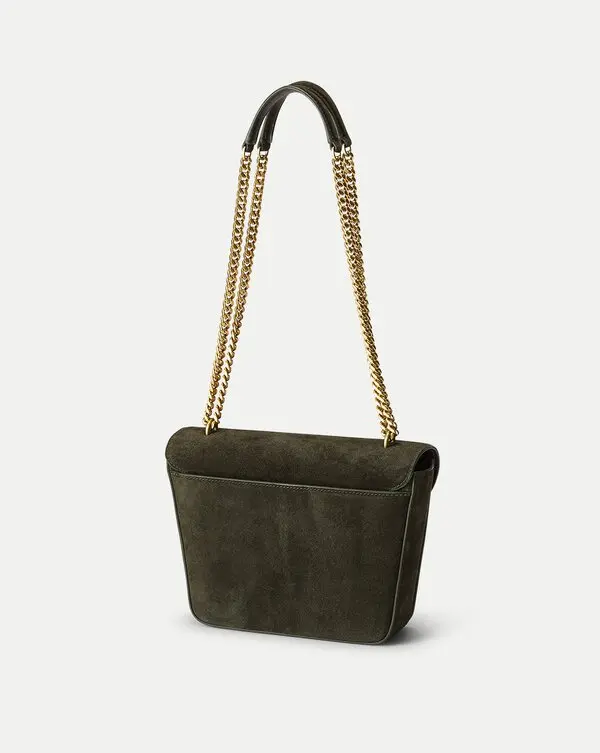 Veronica Beard Double Link Suede Flap Bag