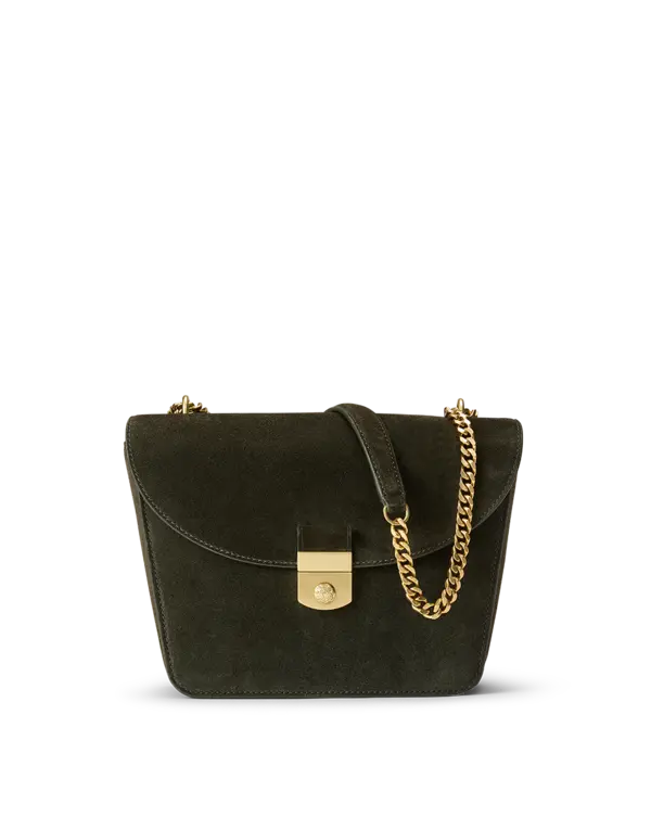 Veronica Beard Double Link Suede Flap Bag