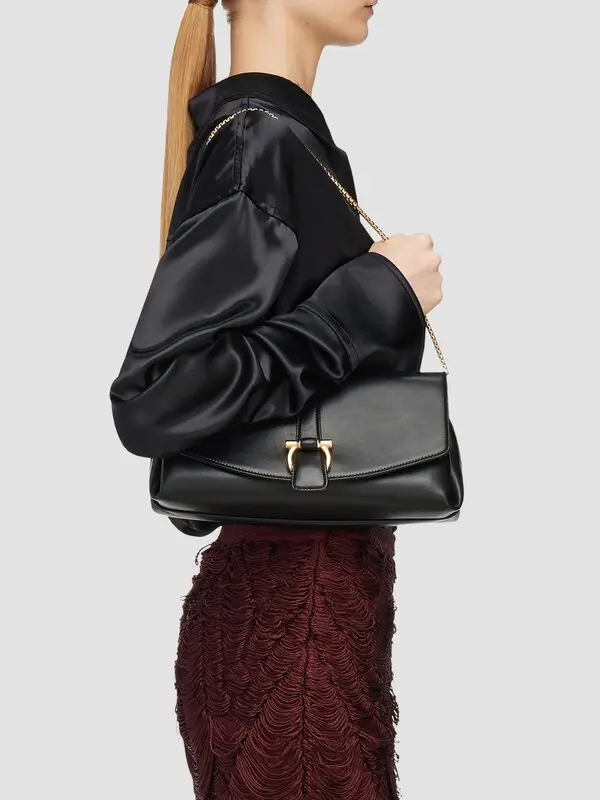FERRAGAMO New Line Leather Shoulder Bag