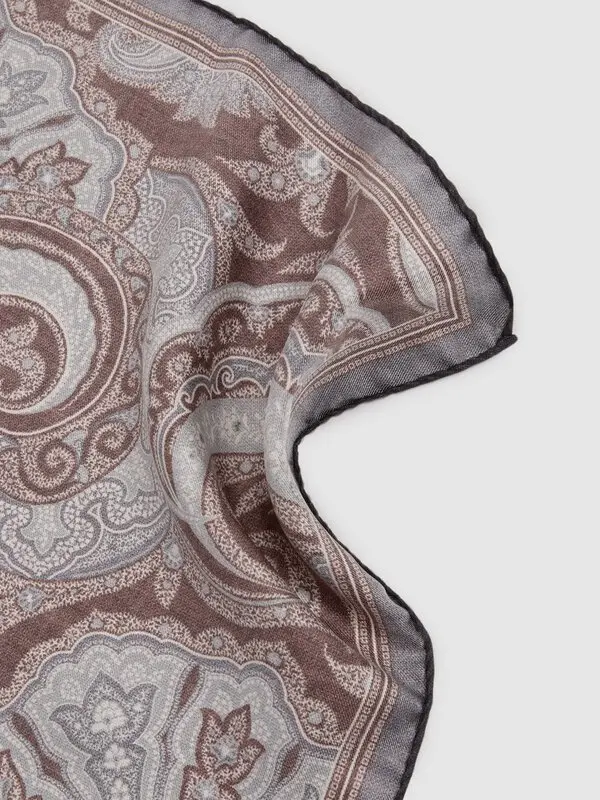 REISS Cassianochocolate Lucca Silk Hybrid Print Pocket Square