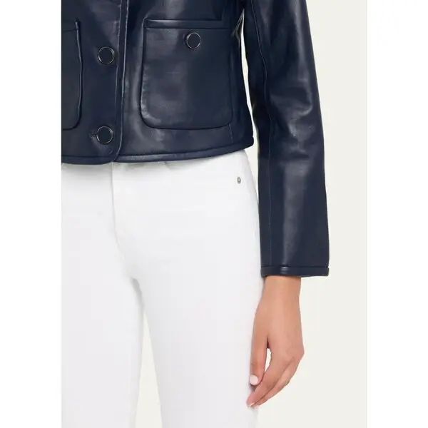 Veronica Beard Andrea Leather Jacket - Navy
