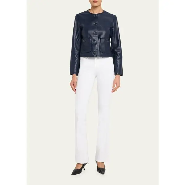 Veronica Beard Andrea Leather Jacket - Navy