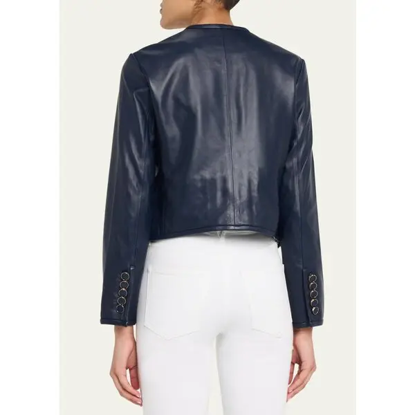 Veronica Beard Andrea Leather Jacket - Navy