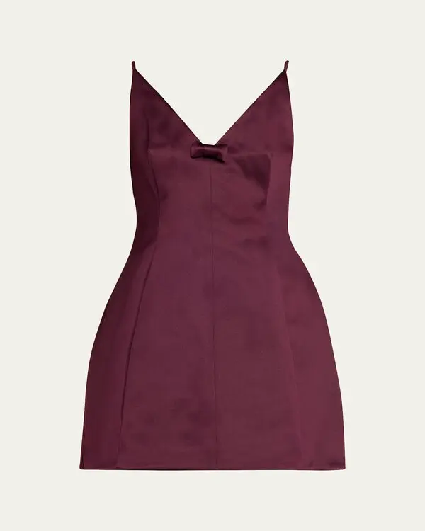 Marc Jacobs Satin Bow Mini Dress - Dark Plum