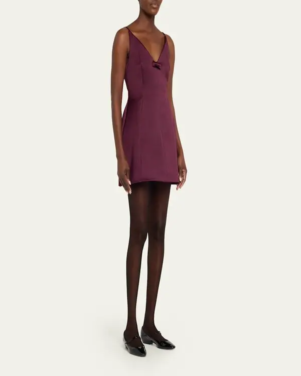 Marc Jacobs Satin Bow Mini Dress - Dark Plum