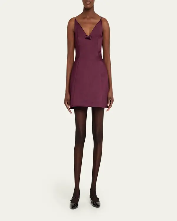 Marc Jacobs Satin Bow Mini Dress - Dark Plum