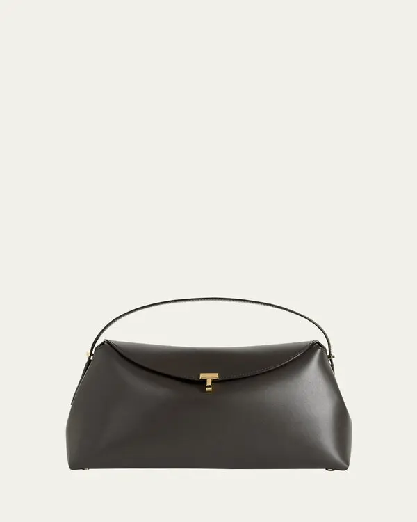 TOTEME T-lock Napa Leather Top-handle Bag - Bark