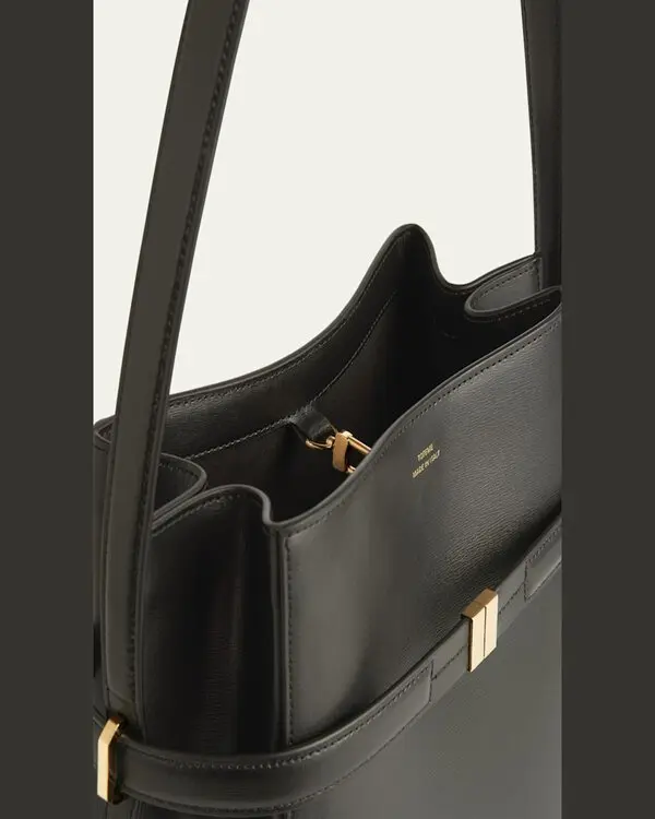 TOTEME Belted Napa Leather Bucket Bag - Bark