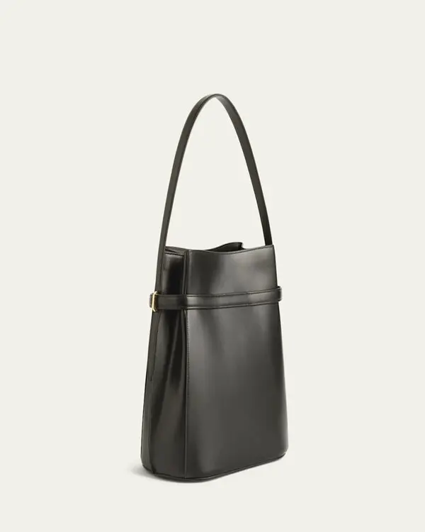 TOTEME Belted Napa Leather Bucket Bag - Bark