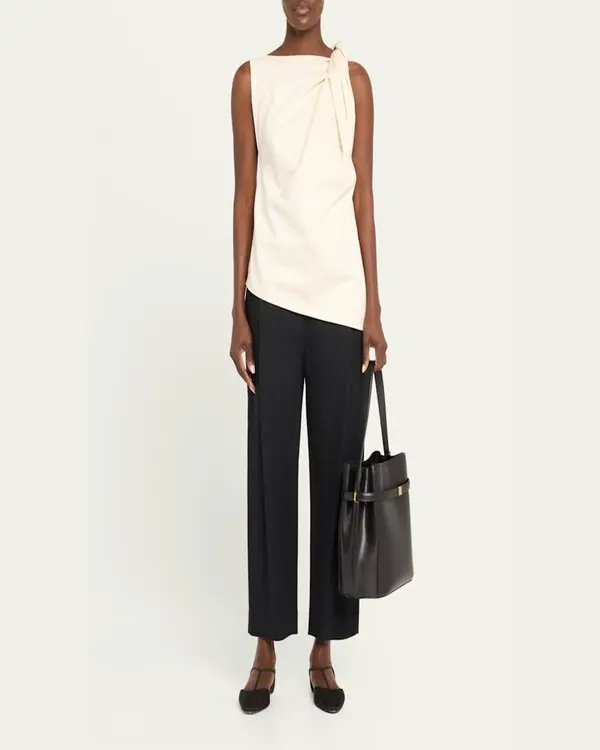 TOTEME Belted Napa Leather Bucket Bag - Bark