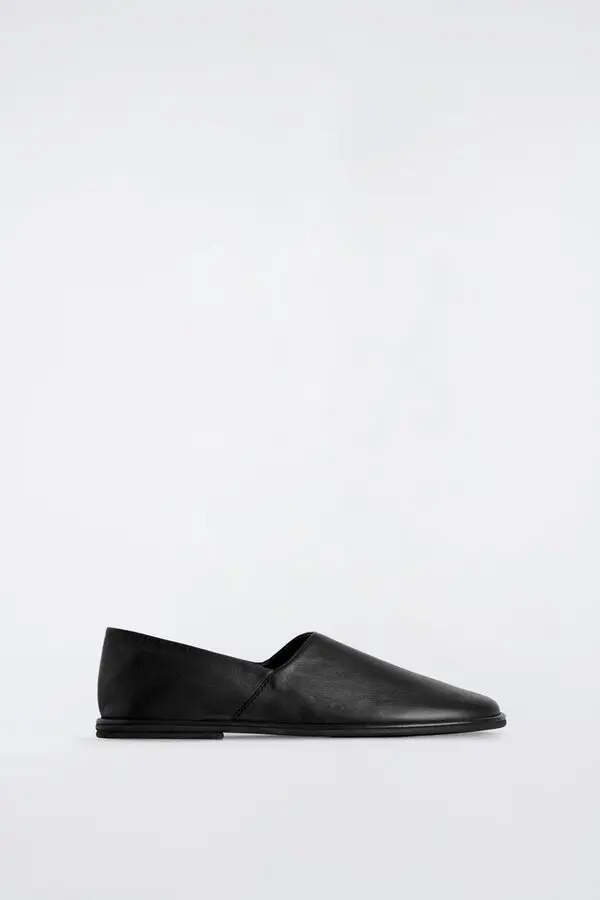 Cos Leather Slip-on Shoes With Rounded Toes