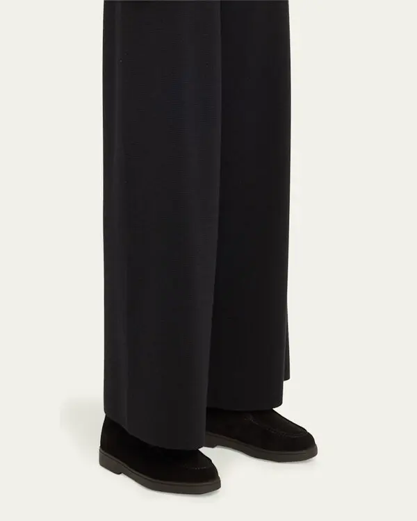 Santoni Fortune Shearling Suede Loafer Booties - Black
