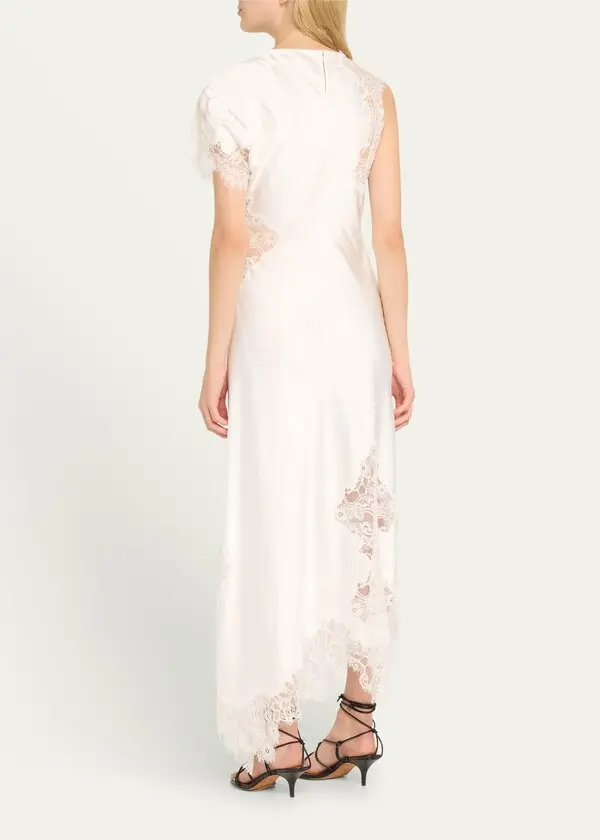 A.L.C. Alessia Satin And Lace Maxi Dress - Whisper Wh | Editorialist