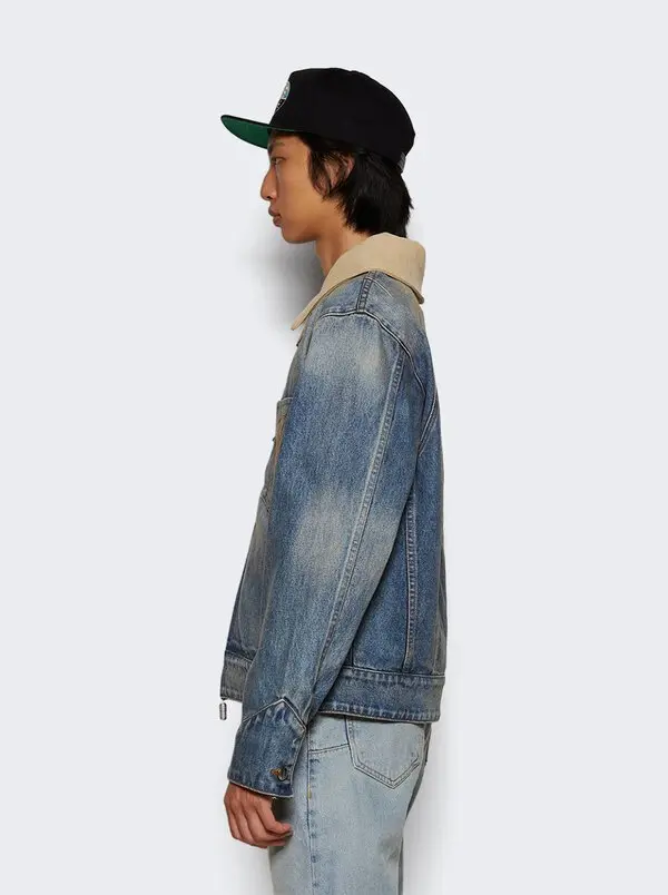 Rhude Western Zip-up Denim Trucker Jacket - Blue