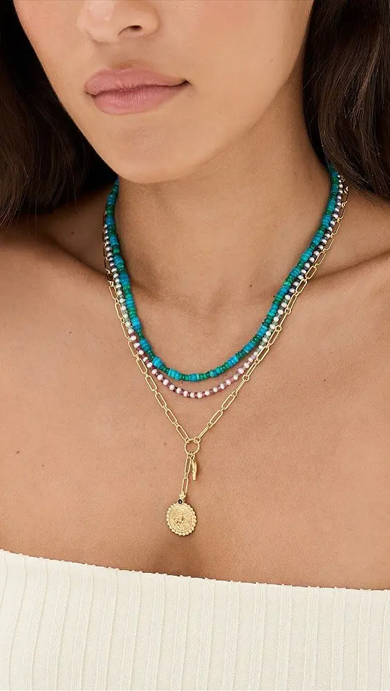 Jia Jia 14k Mini Stripe Opal Necklace