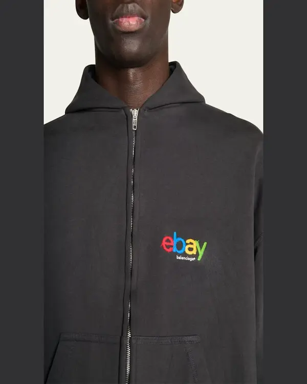 Balenciaga X Washed Terry Zip Up Hoodie Noir Editorialist