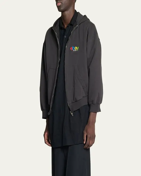 Balenciaga X Washed Terry Zip Up Hoodie Noir Editorialist
