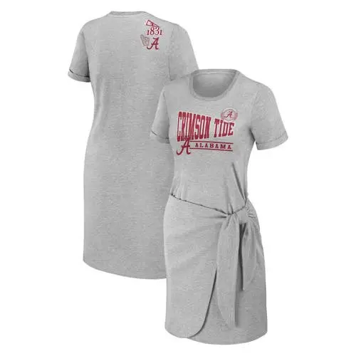 WEAR BY ERIN ANDREWS Alabama Crimson Tide Knotted T-shirt Dress - Heather Gray