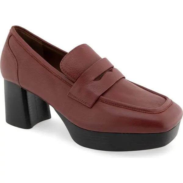 Aerosoles Cavour Platform Loafer Pumps - Clay Leather