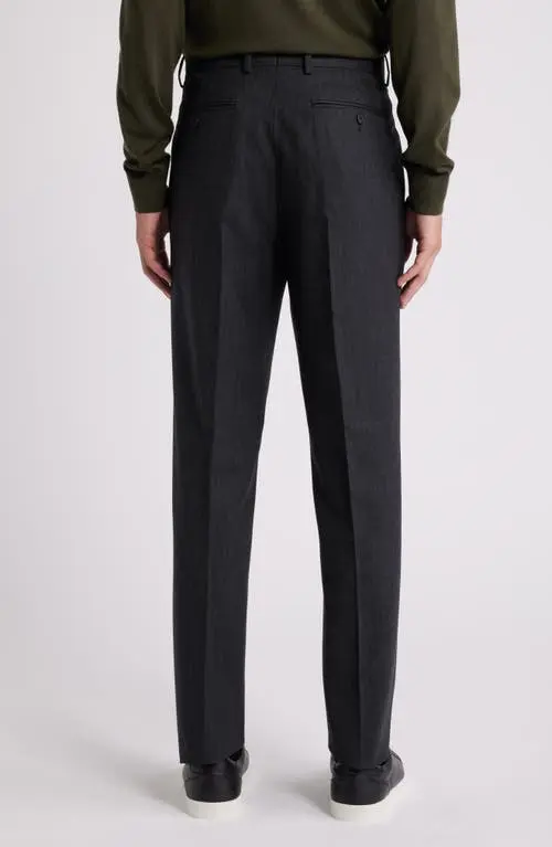 Theory Mayer Herringbone Wool-blend Flannel Trousers - Charcoal Multi