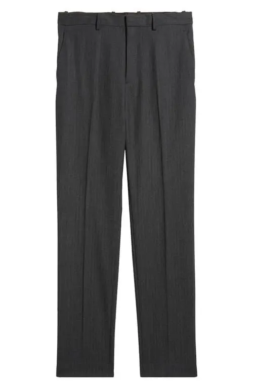 Theory Mayer Herringbone Wool-blend Flannel Trousers - Charcoal Multi