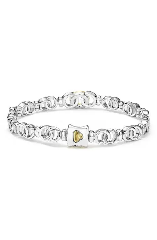 Lagos Signature Caviar Interlocking Diamond Link Bracelet - Two-tone