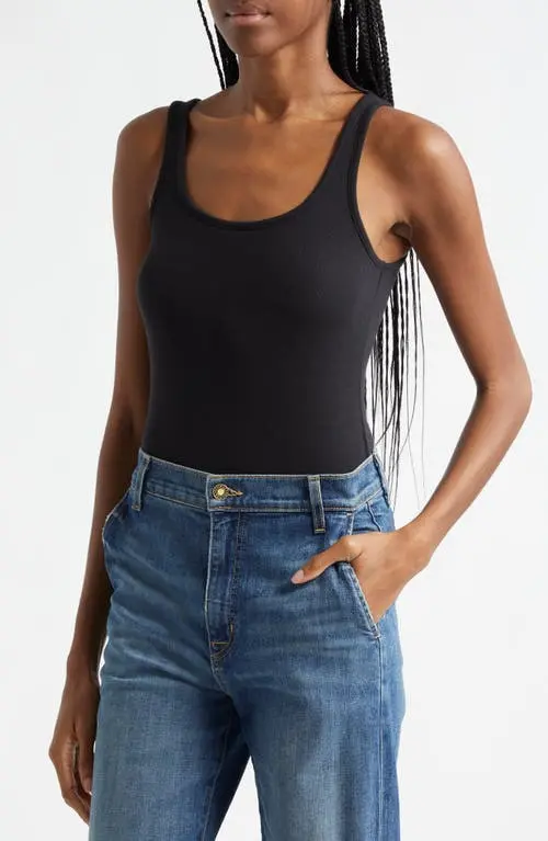 ATM Anthony Thomas Melillo Rib Square Neck Bodysuit - Black