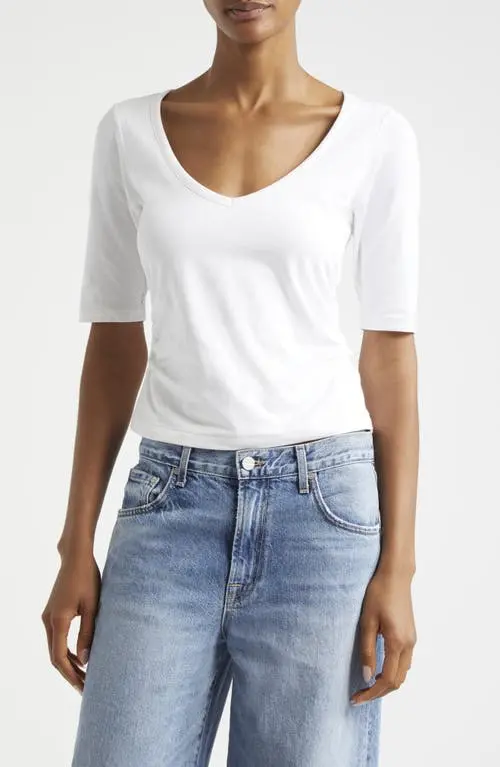ATM Anthony Thomas Melillo Ruched Stretch Pima Cotton Top