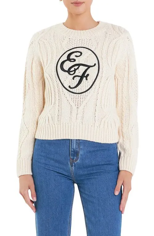 English Factory Embroidered Cable Stitch Sweater