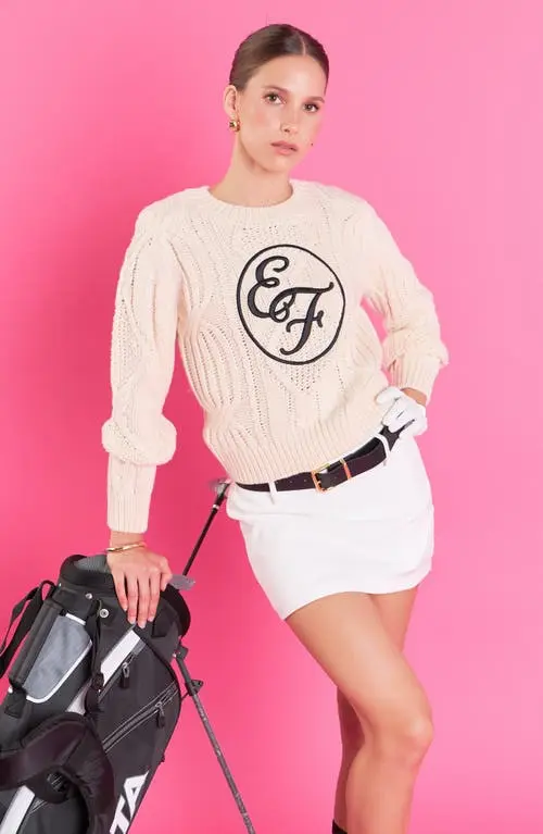 English Factory Embroidered Cable Stitch Sweater