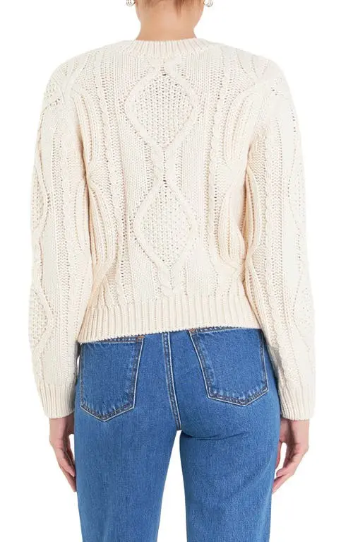 English Factory Embroidered Cable Stitch Sweater