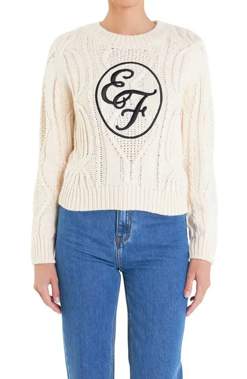 English Factory Embroidered Cable Stitch Sweater