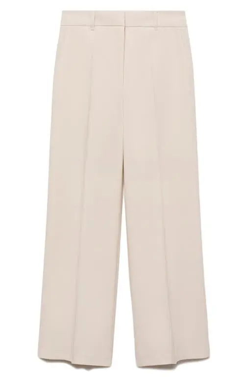 Mango Creased Wide Leg Trousers - Ecru