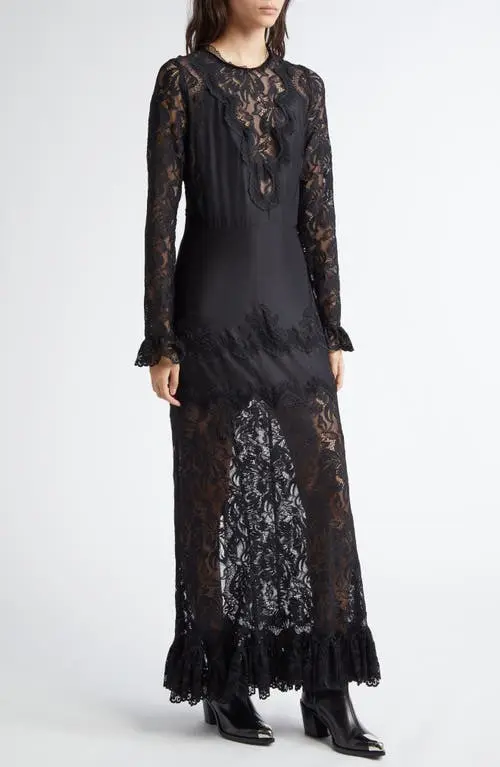 Rabanne Floral Lace Long Sleeve Maxi Dress