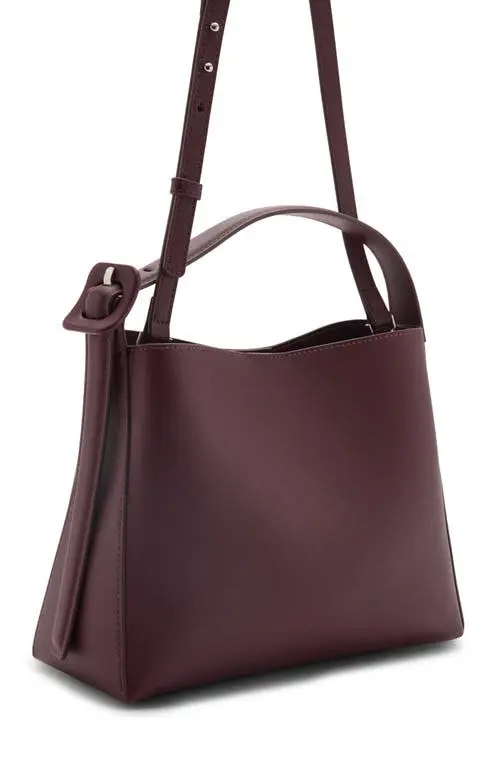 Mango Faux Leather Shopper Tote - Burgundy