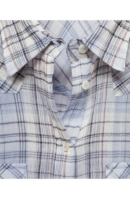 Mango Plaid Gauzy Button-up Shirt - Blue