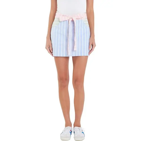 English Factory Colorblock Striped Cotton-blend Skort