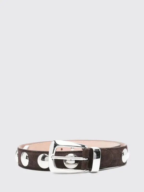 Khaite Studded Leather Belt - Coffee