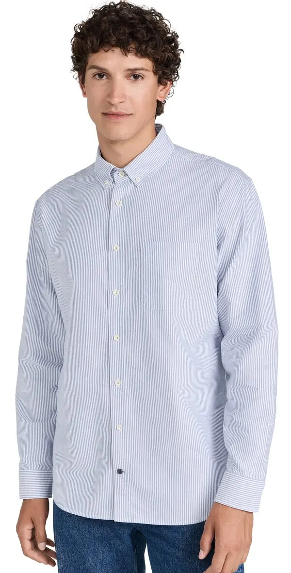 Taylor Stitch Jack Oxford Shirt - Navy University Stripe