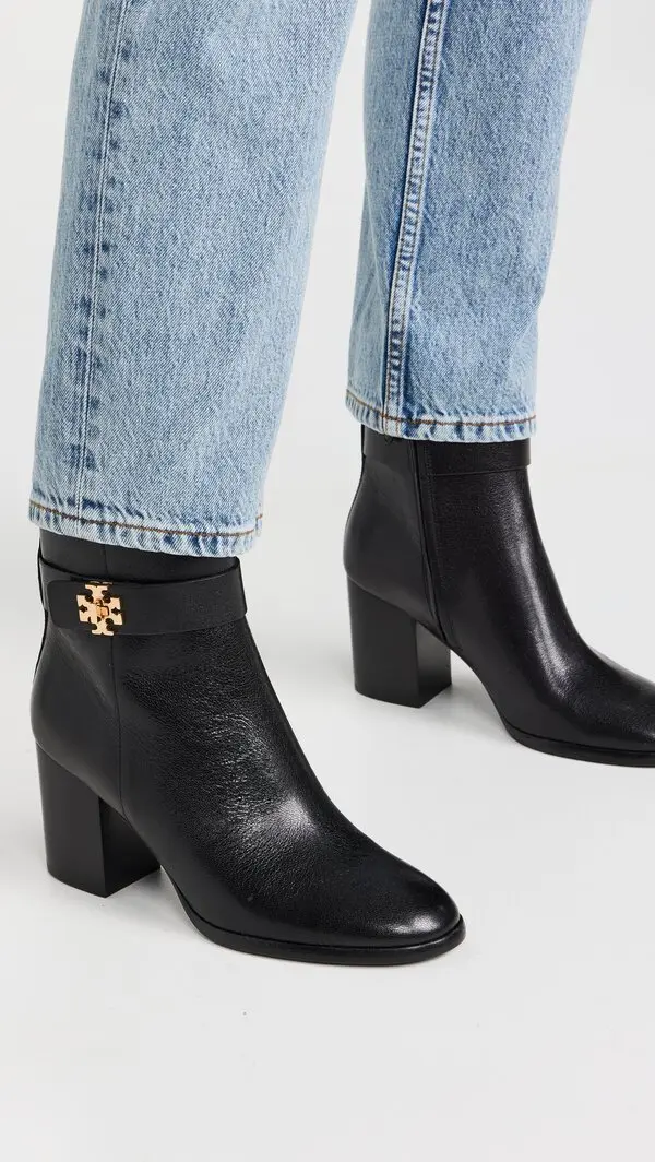 Tory Burch T Lock Heeled Ankle Boots - Perfect Black