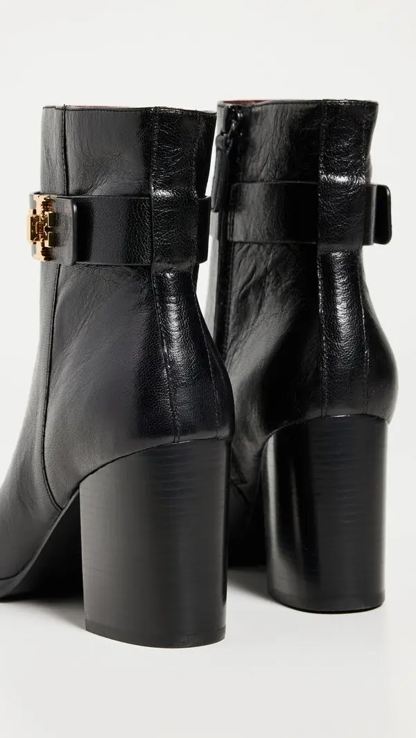 Tory Burch T Lock Heeled Ankle Boots - Perfect Black